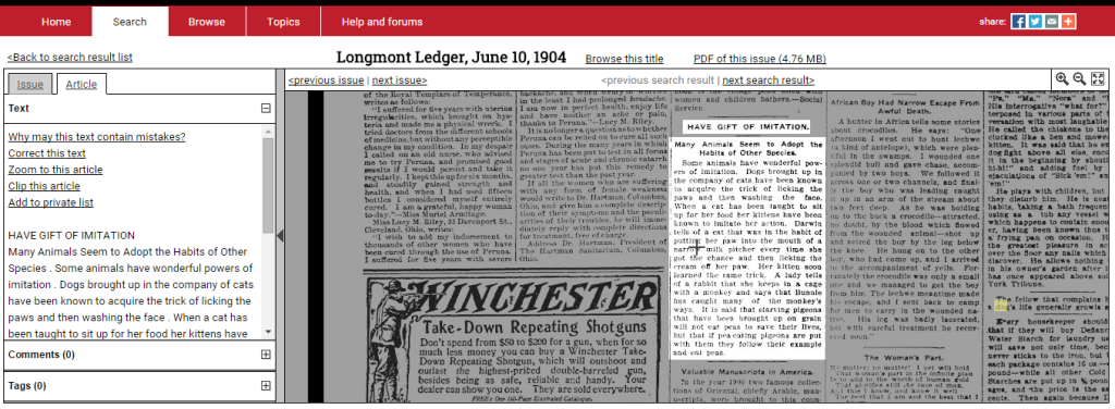 State Library Launches New Historic Newspapers Database – Colorado ...